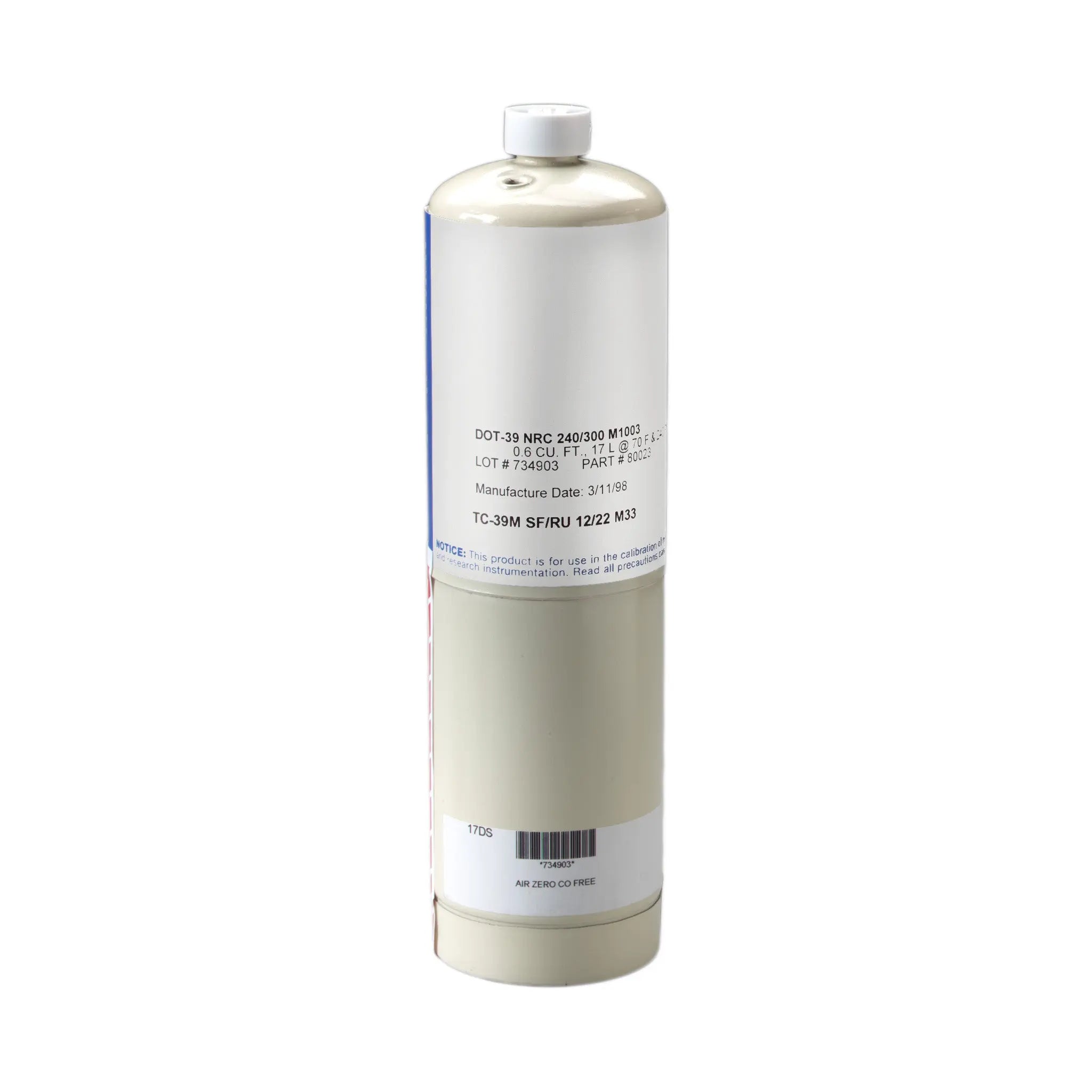 3M Span Gas Cylinder 529-05-16, Large, 1 EA/Case - Enviro Safety