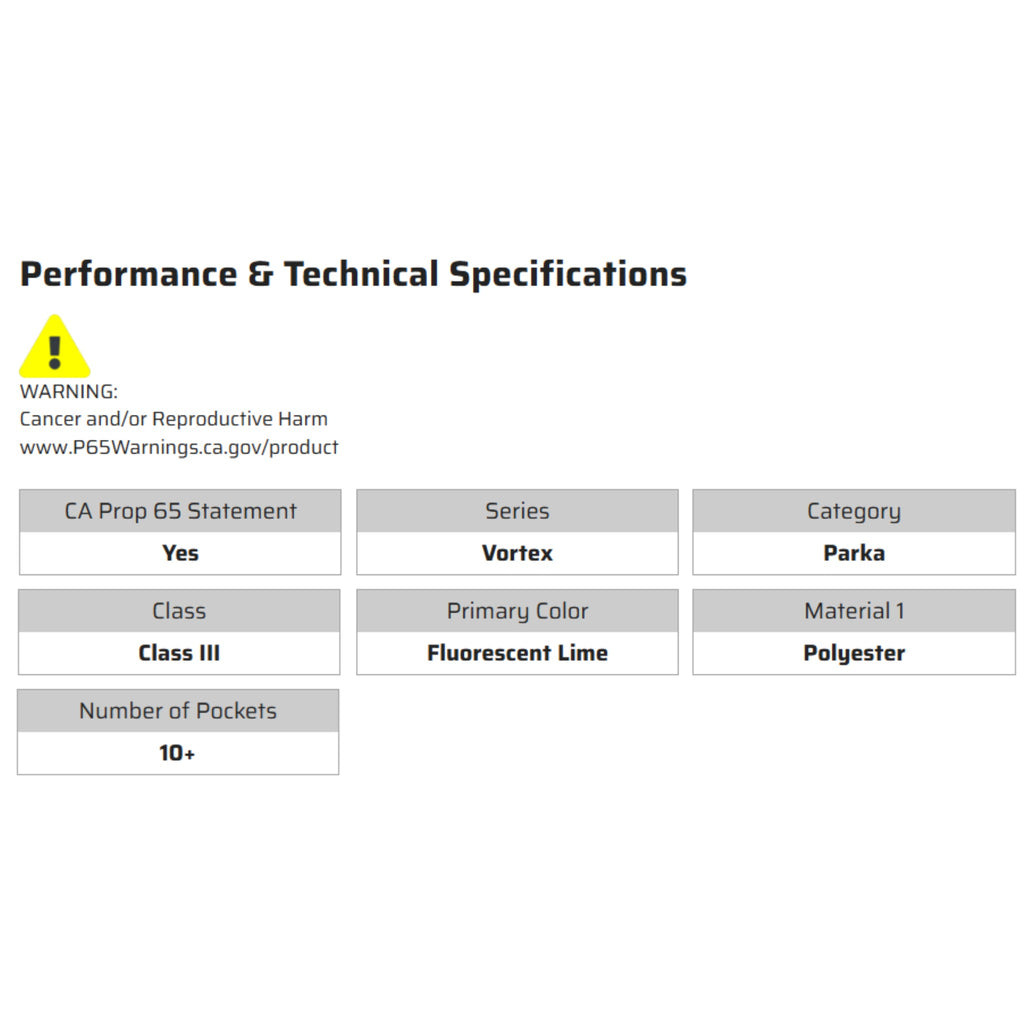 MCR Safety VT238JH Class 3 Insulated Hi-Vis Rain Gear Winter Jacket