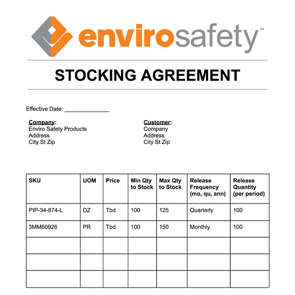 Open a Stocking Agreement | Enviro Safety Products