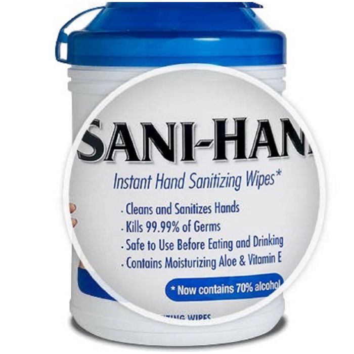 PDI P13472 Sani-Hands Instant Hand Sanitizing Wipes, Canister, White,